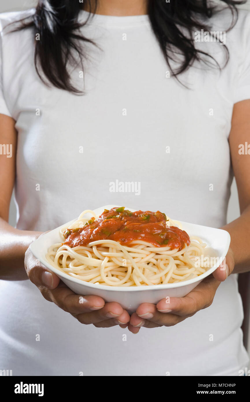 Woman eating pasta black and white hi-res stock photography and images ...