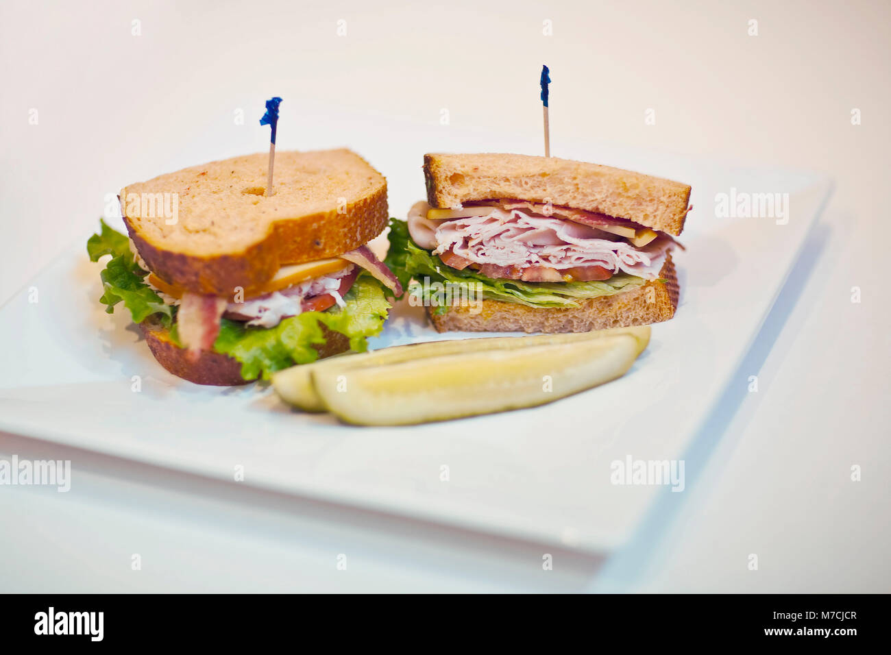 High angle view of sandwiches with pickles Stock Photo - Alamy