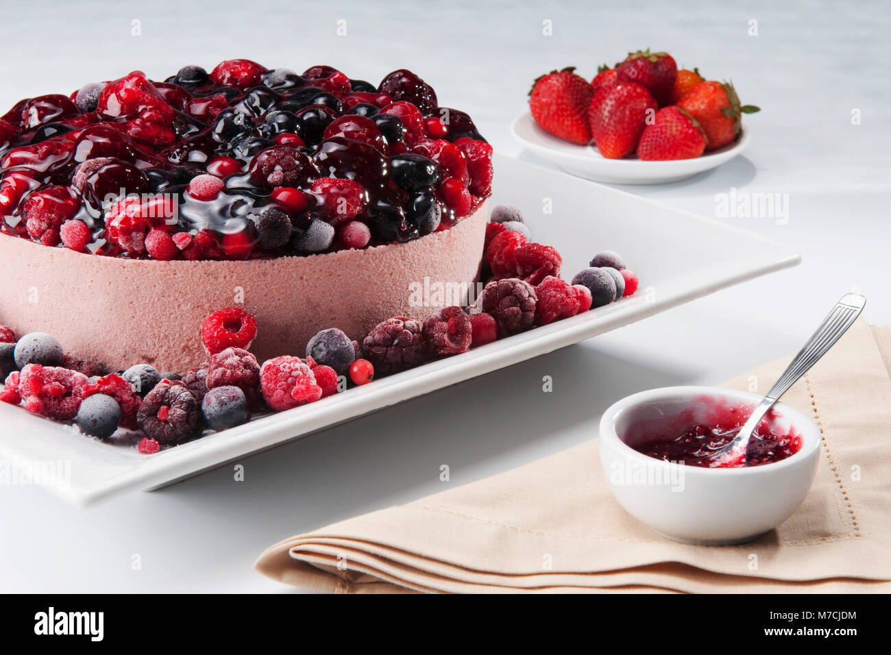 Close-up of an assorted berry mousse Stock Photo - Alamy