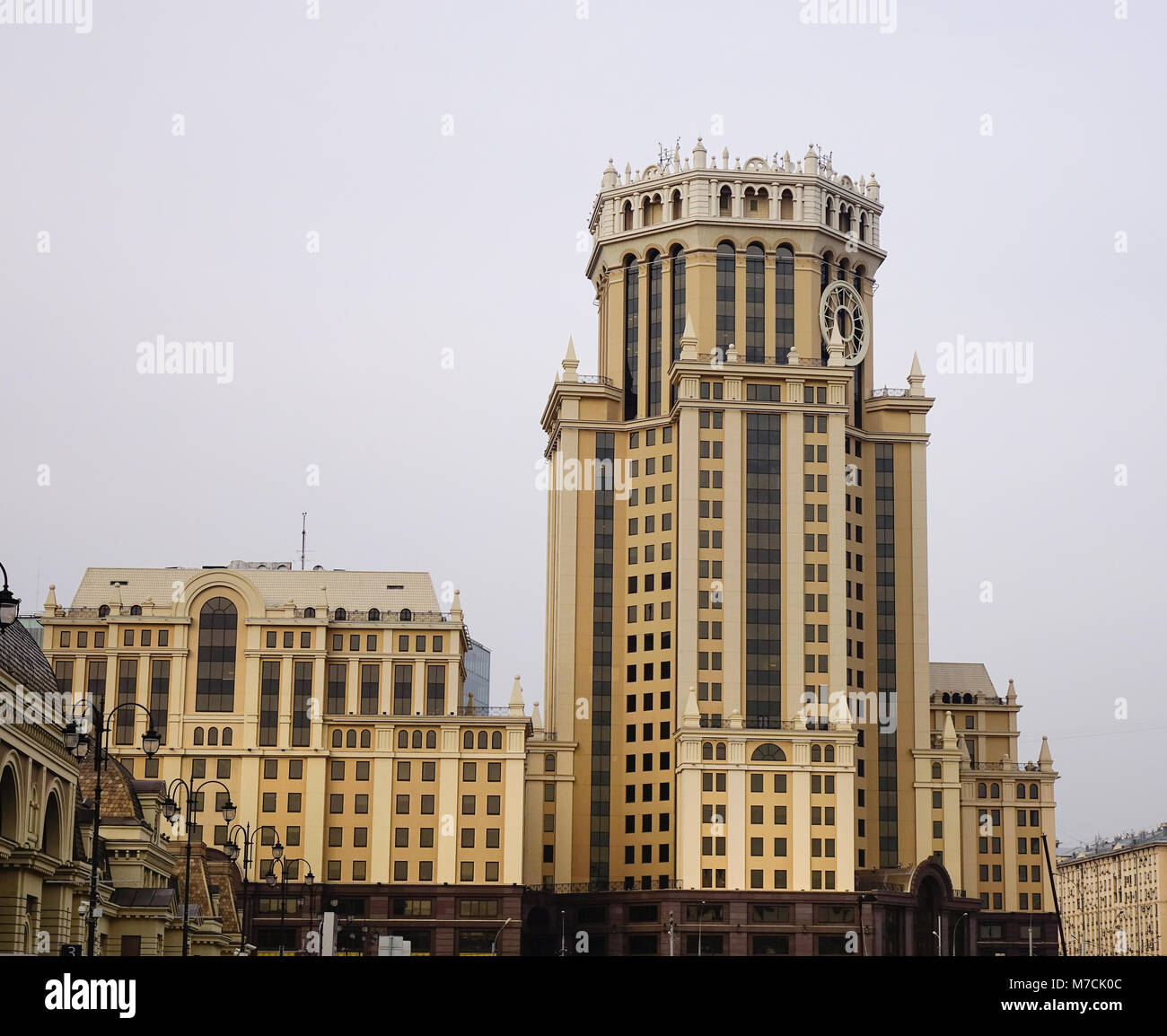 Moscow, Russia - Oct 3, 2016. Facade of tall buildings located at ...