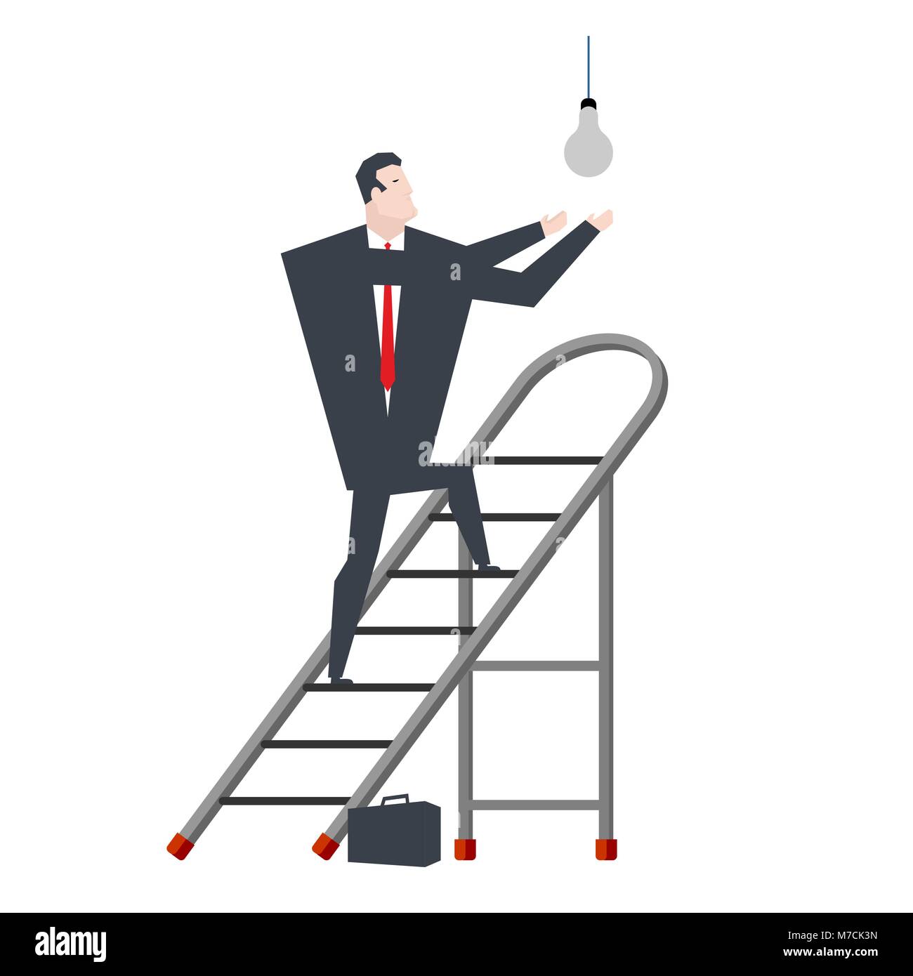 Man changing light bulb on ladder hi-res stock photography and images ...