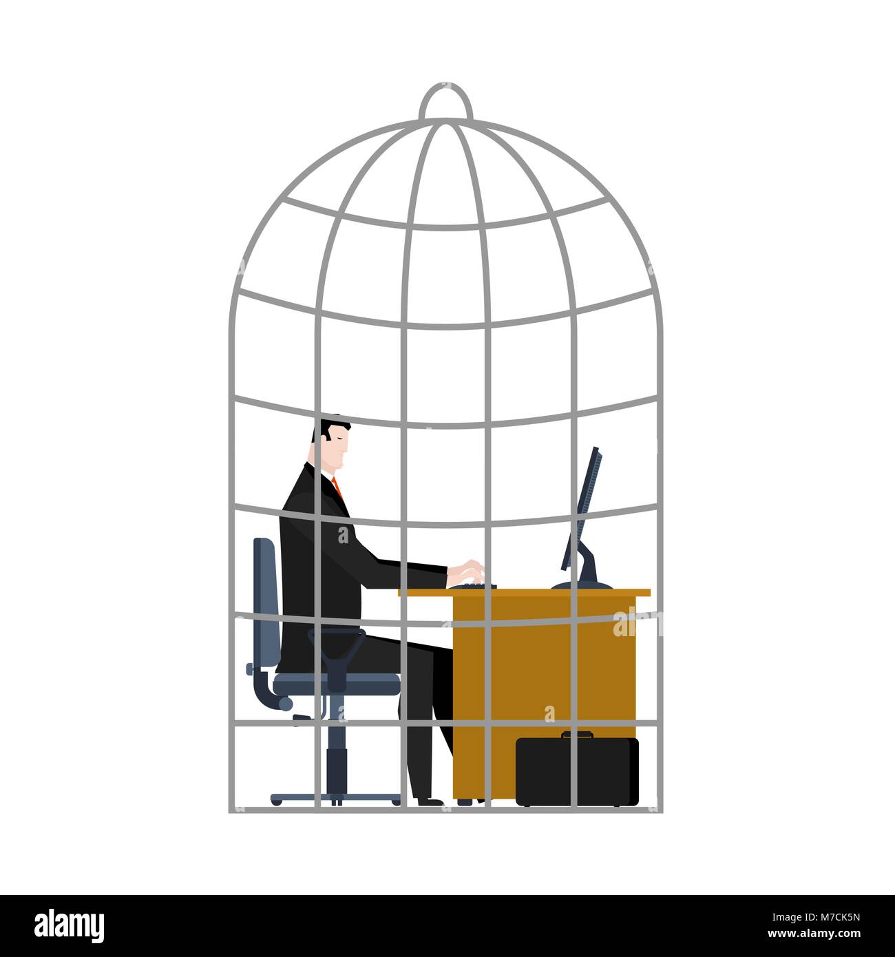 Office Cage. businessman is trapped. Vector illustration Stock Vector ...