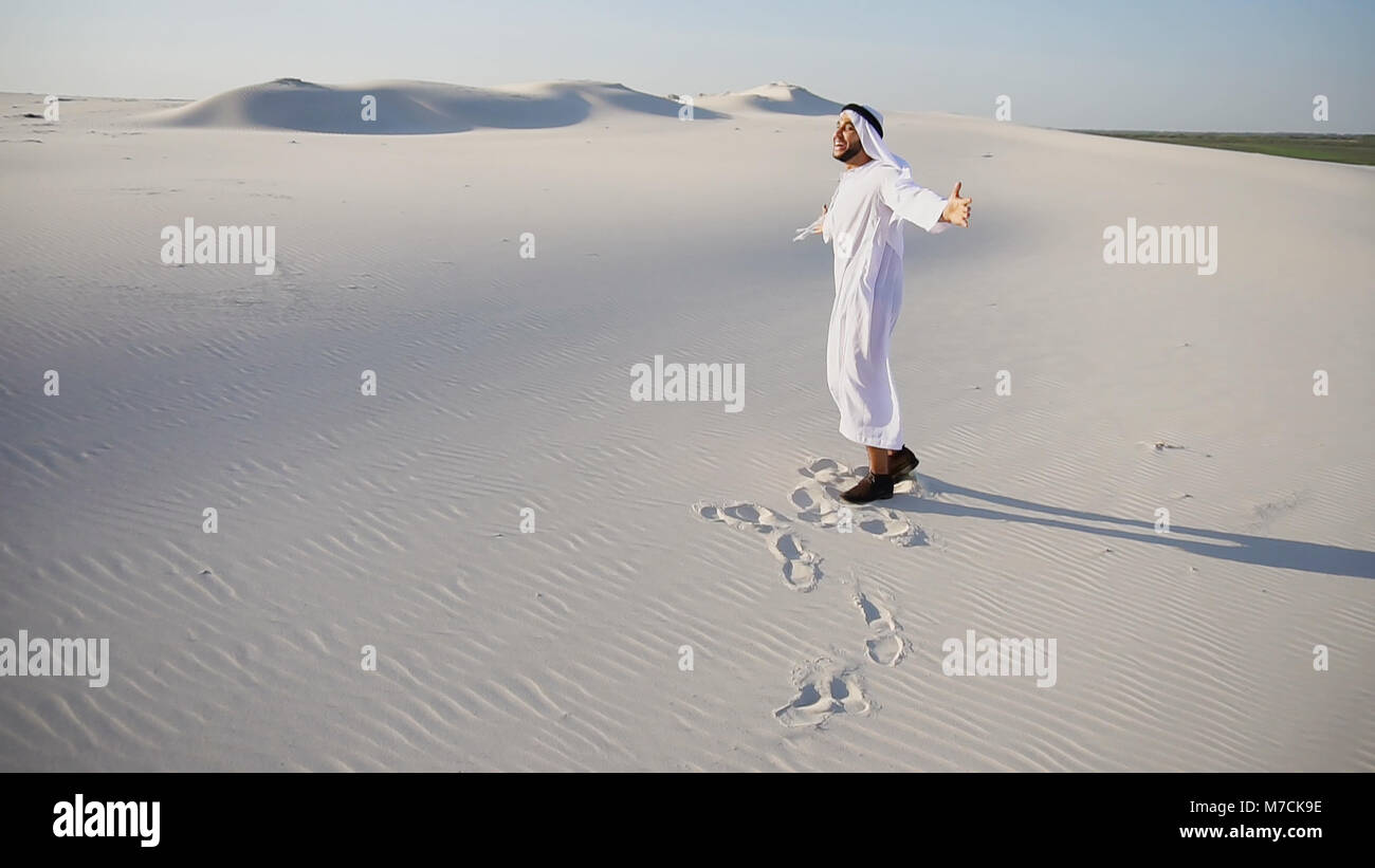 Active young male emirate Arabian UAE Sheikh rejoices in life an Stock ...