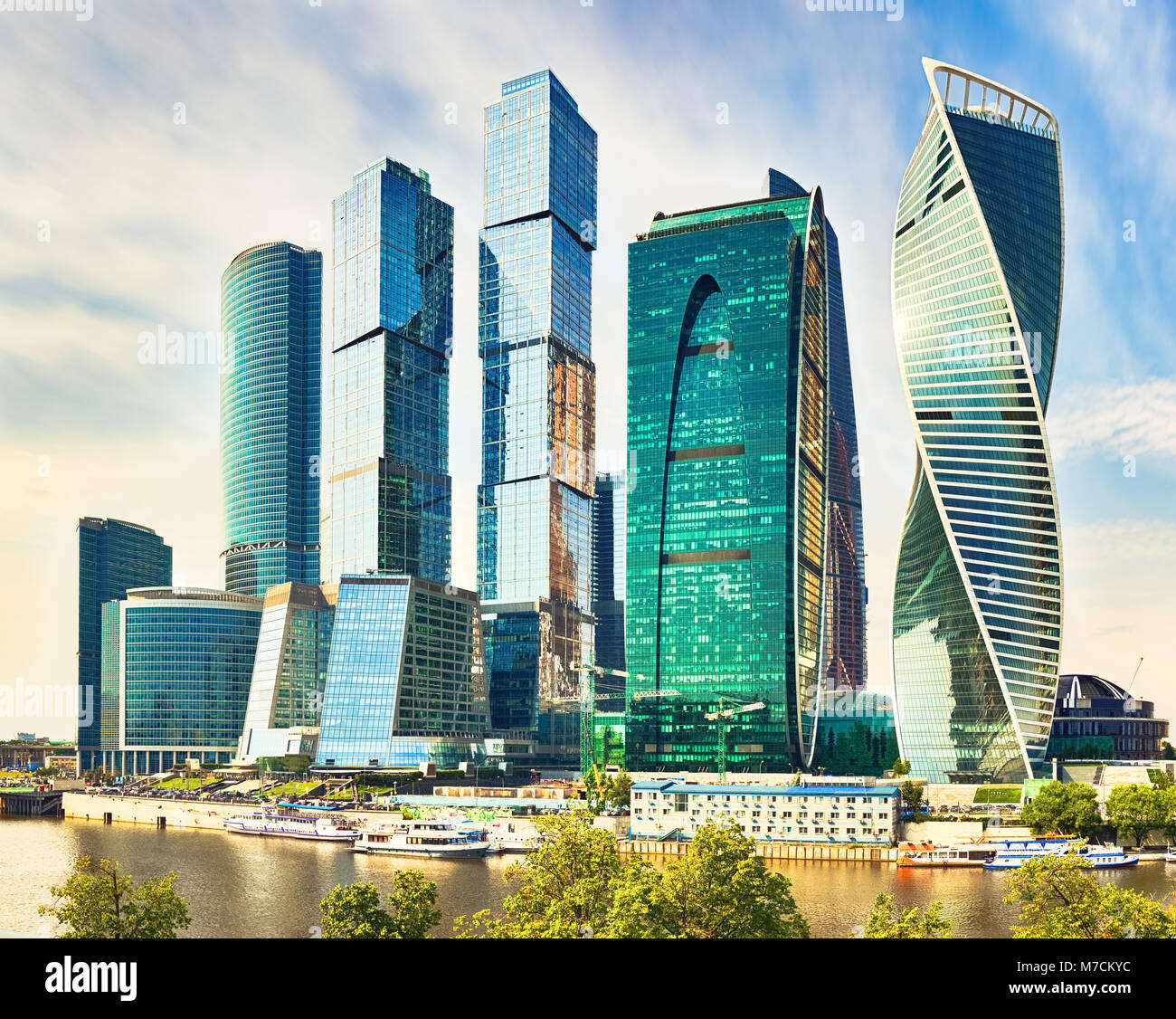 Moscow City skyline . Moscow International Business Centre at day time ...