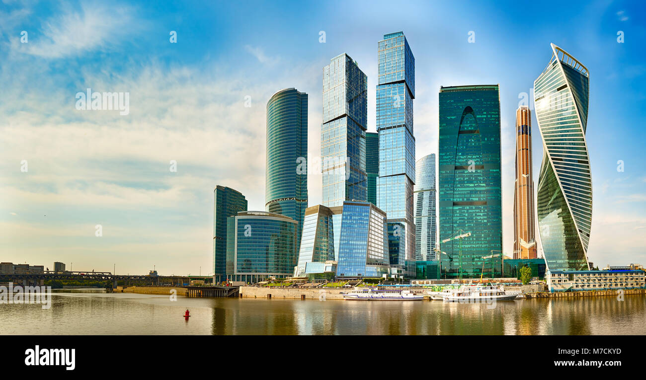 Moscow City skyline . Moscow International Business Centre at day time ...