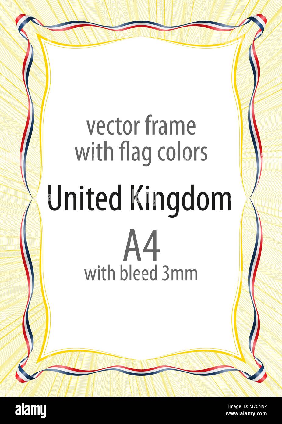 Frame and border of ribbon with the colors of the United Kingdom flag ...
