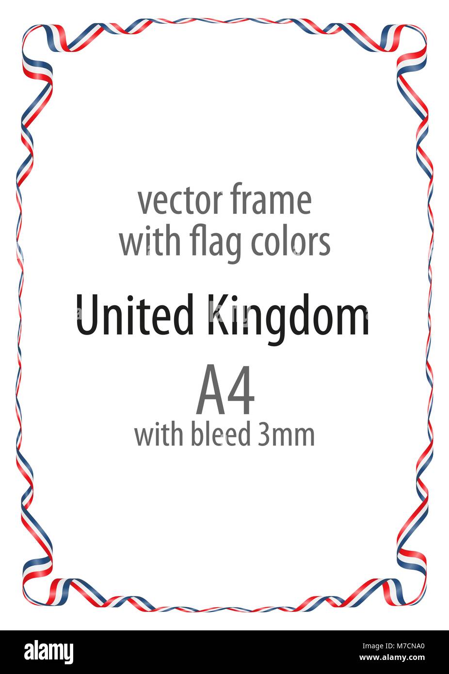 Frame and border of ribbon with the colors of the United Kingdom flag ...