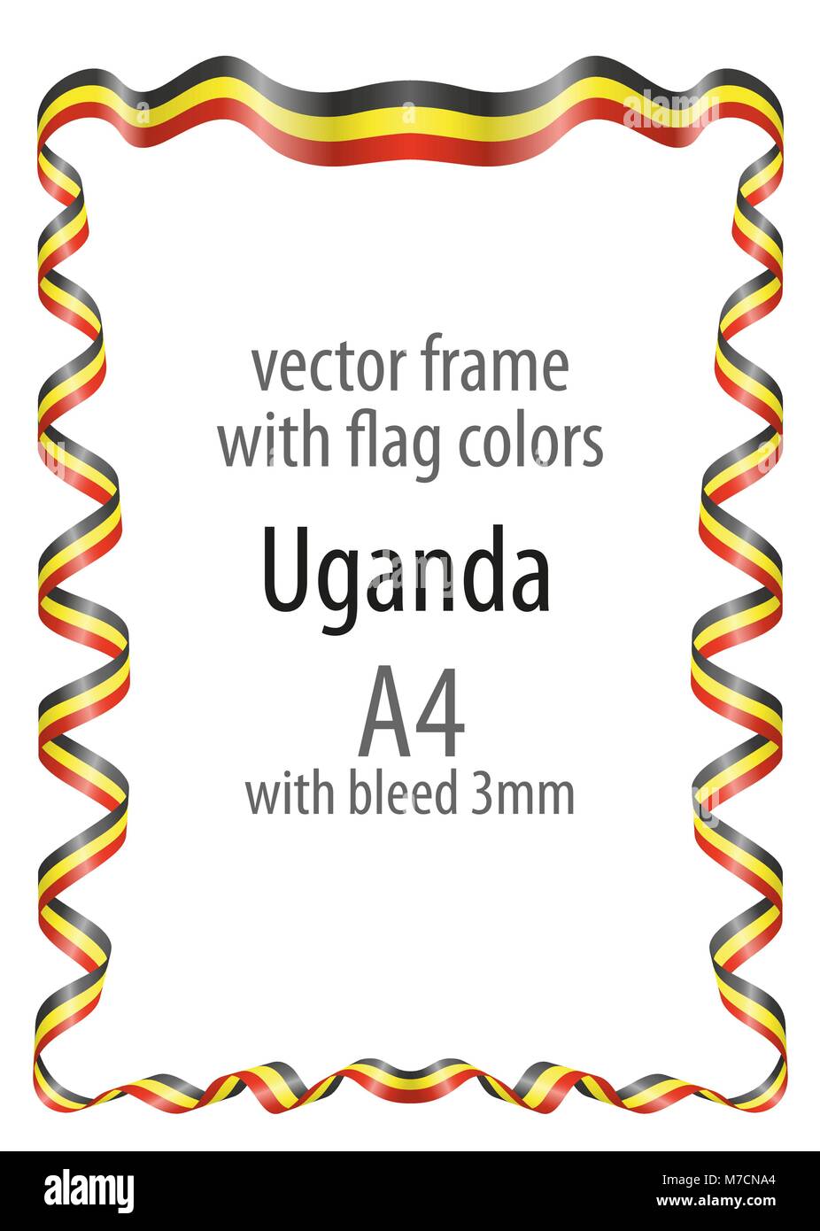 Frame and border of ribbon with the colors of the Uganda flag Stock ...