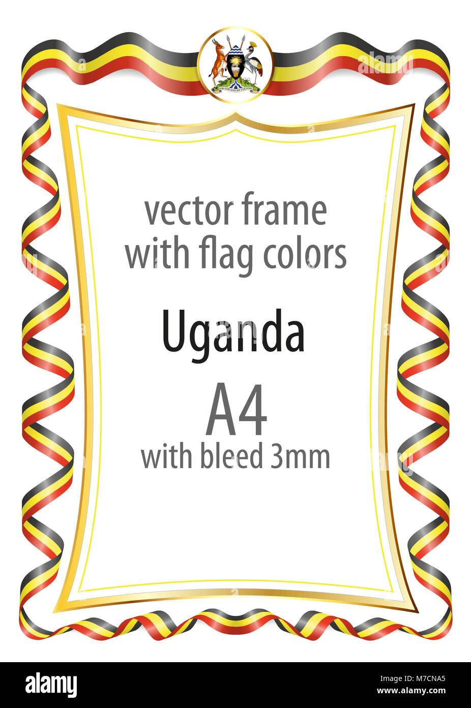 Frame and border of ribbon with the colors of the Uganda flag Stock ...