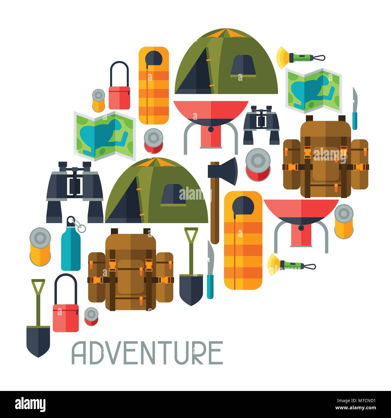 Camping backpack icon concept Cut Out Stock Images & Pictures - Alamy