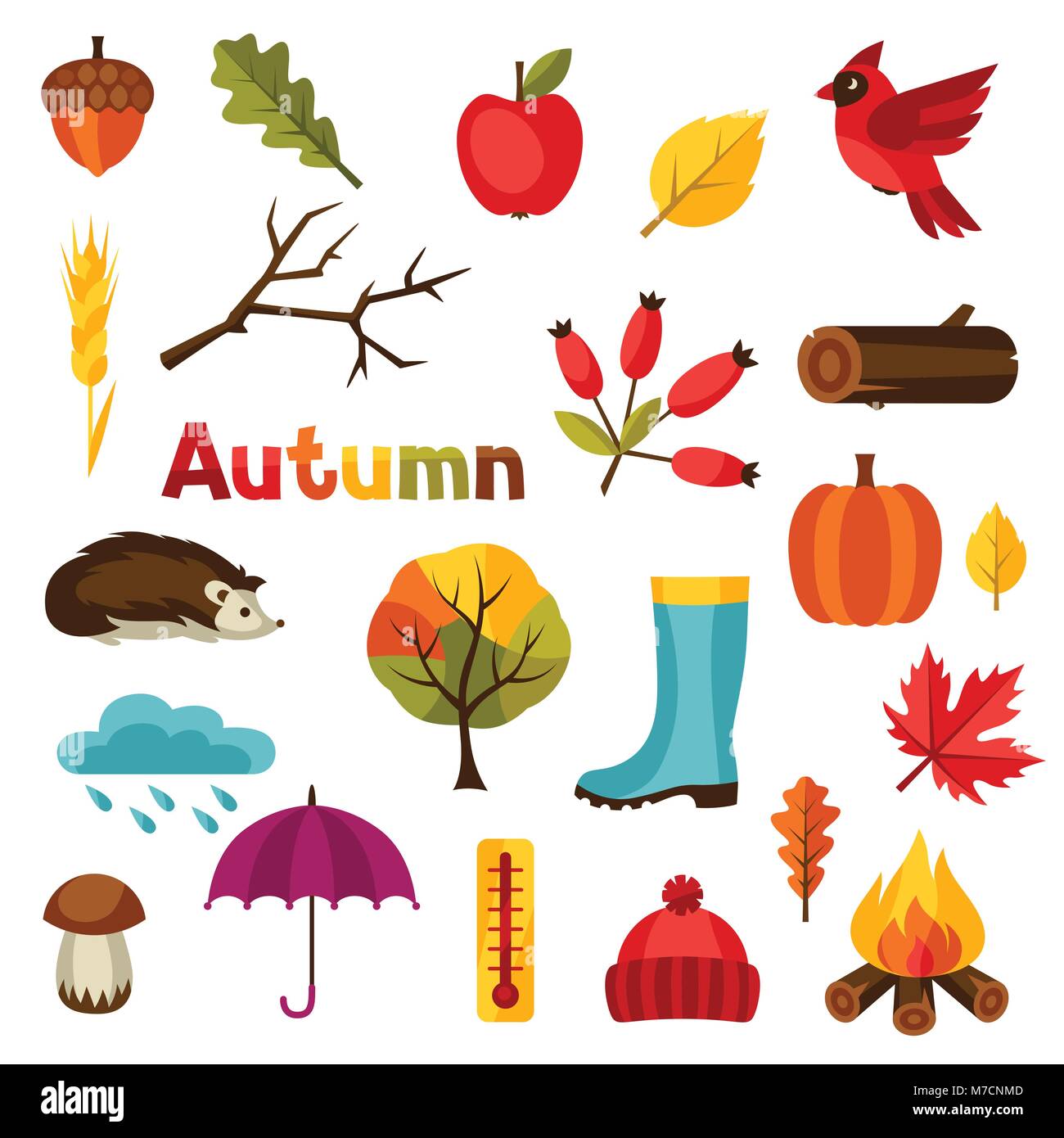 Autumn weather icons set cartoon hi-res stock photography and images ...