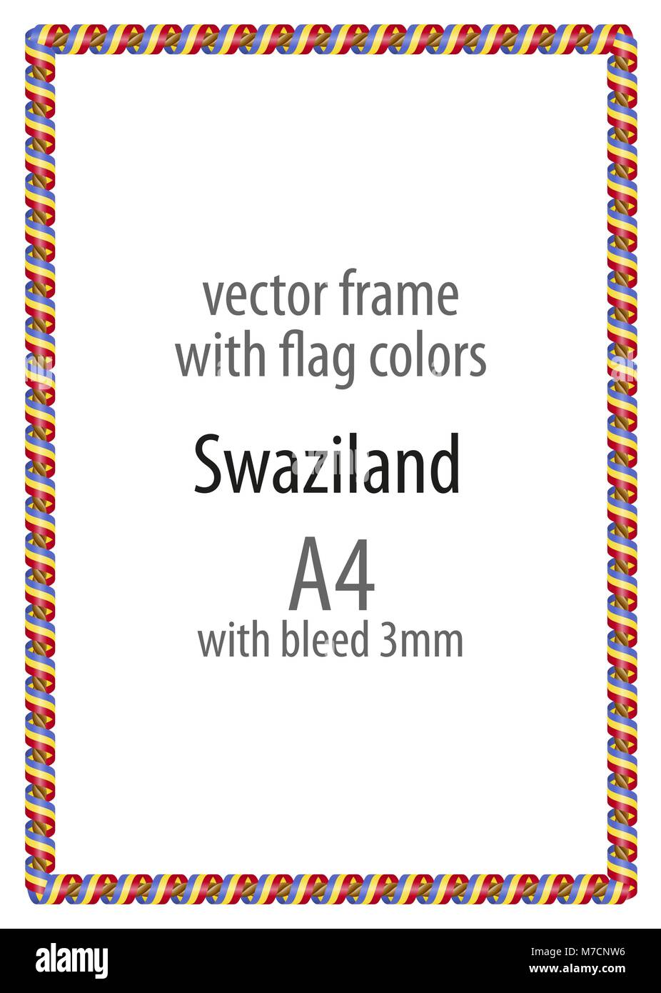 Frame and border of ribbon with the colors of the Swaziland flag Stock ...