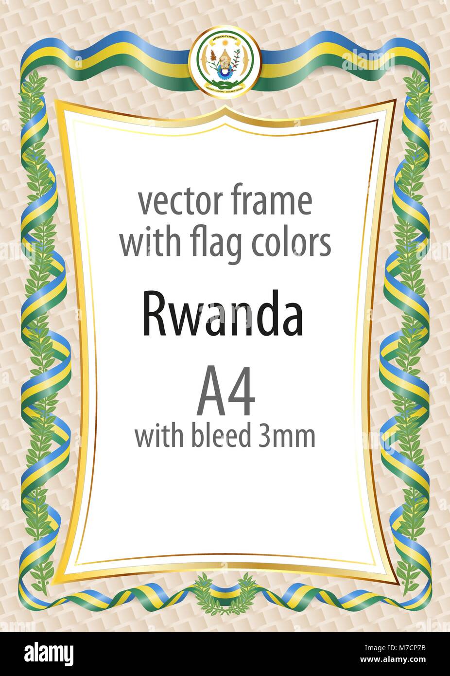 Frame and border of ribbon with the colors of the Rwanda flag Stock ...