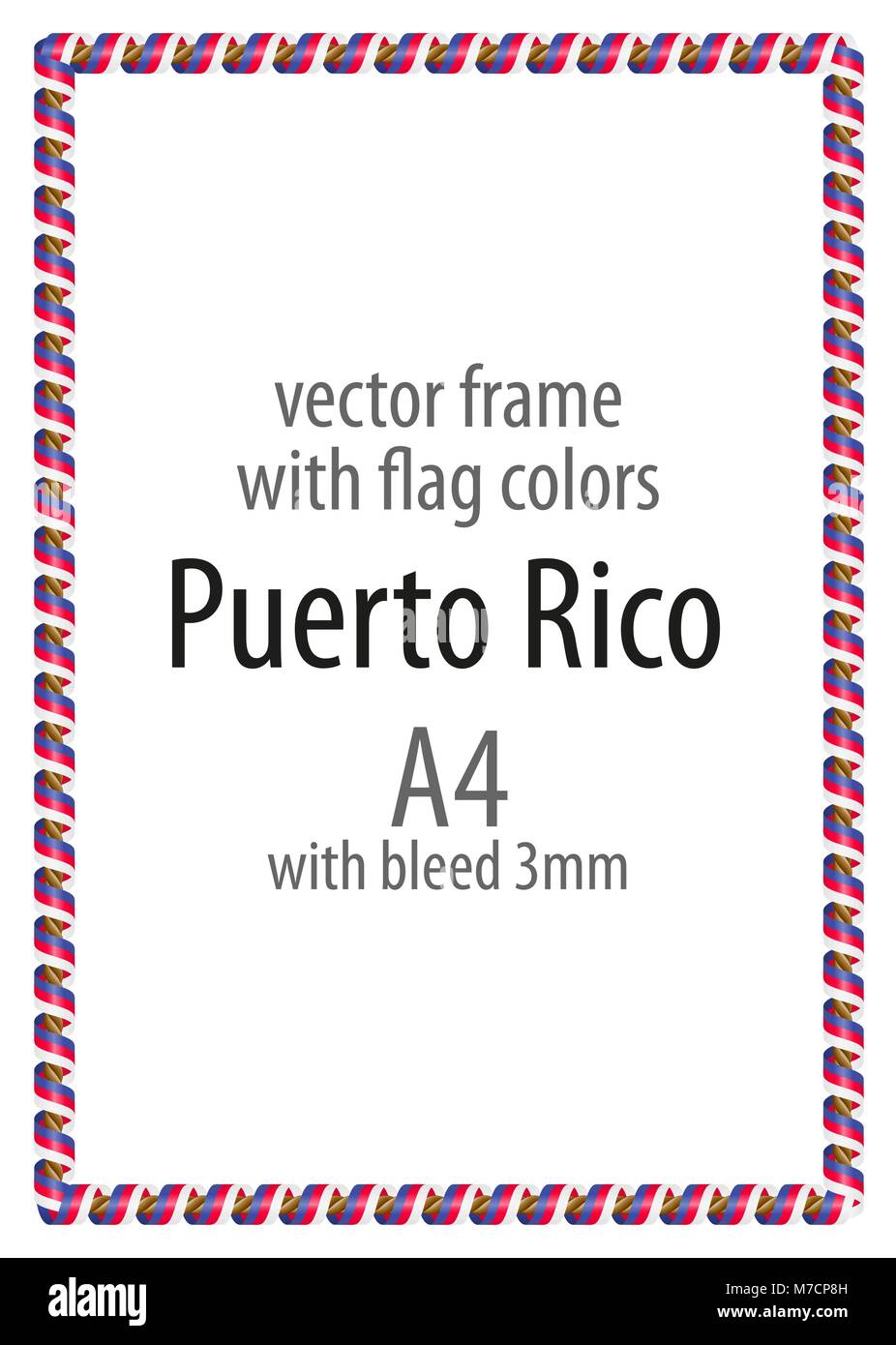 Frame and border of ribbon with the colors of the Puerto Rico flag ...