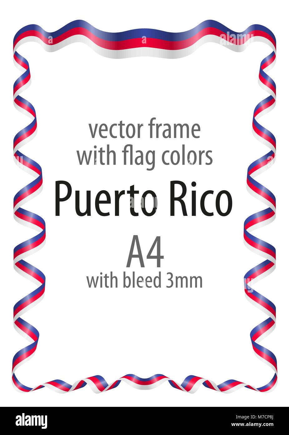 Frame and border of ribbon with the colors of the Puerto Rico flag ...