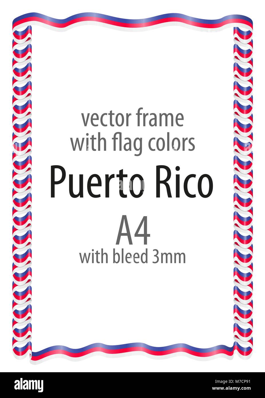 Frame and border of ribbon with the colors of the Puerto Rico flag ...