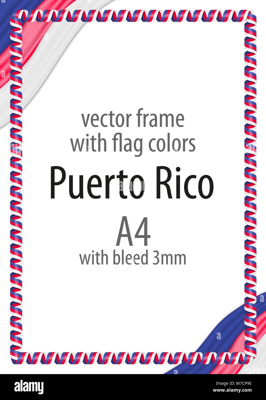 Frame and border of ribbon with the colors of the Puerto Rico flag ...