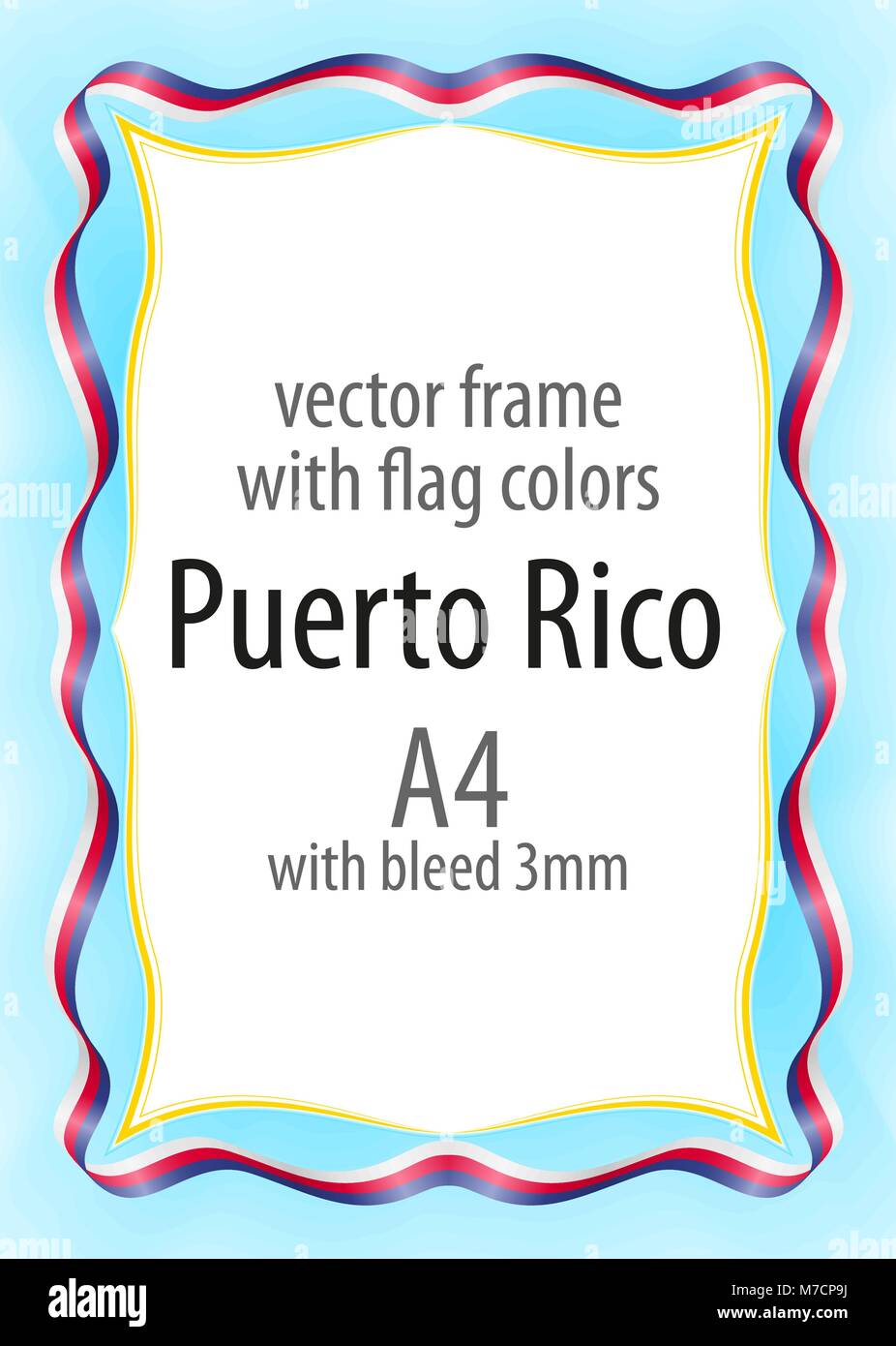 Frame and border of ribbon with the colors of the Puerto Rico flag ...