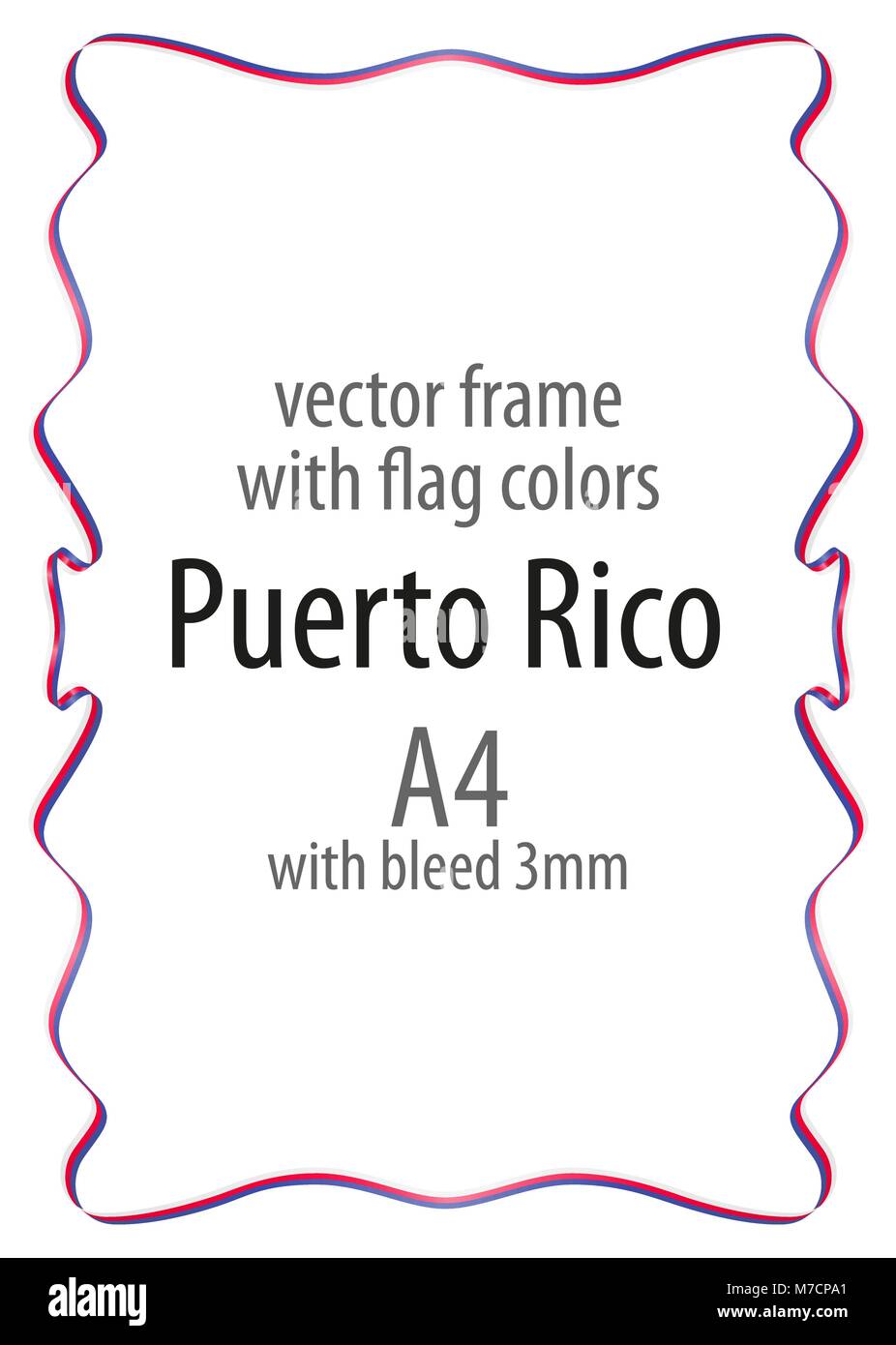 Frame and border of ribbon with the colors of the Puerto Rico flag ...