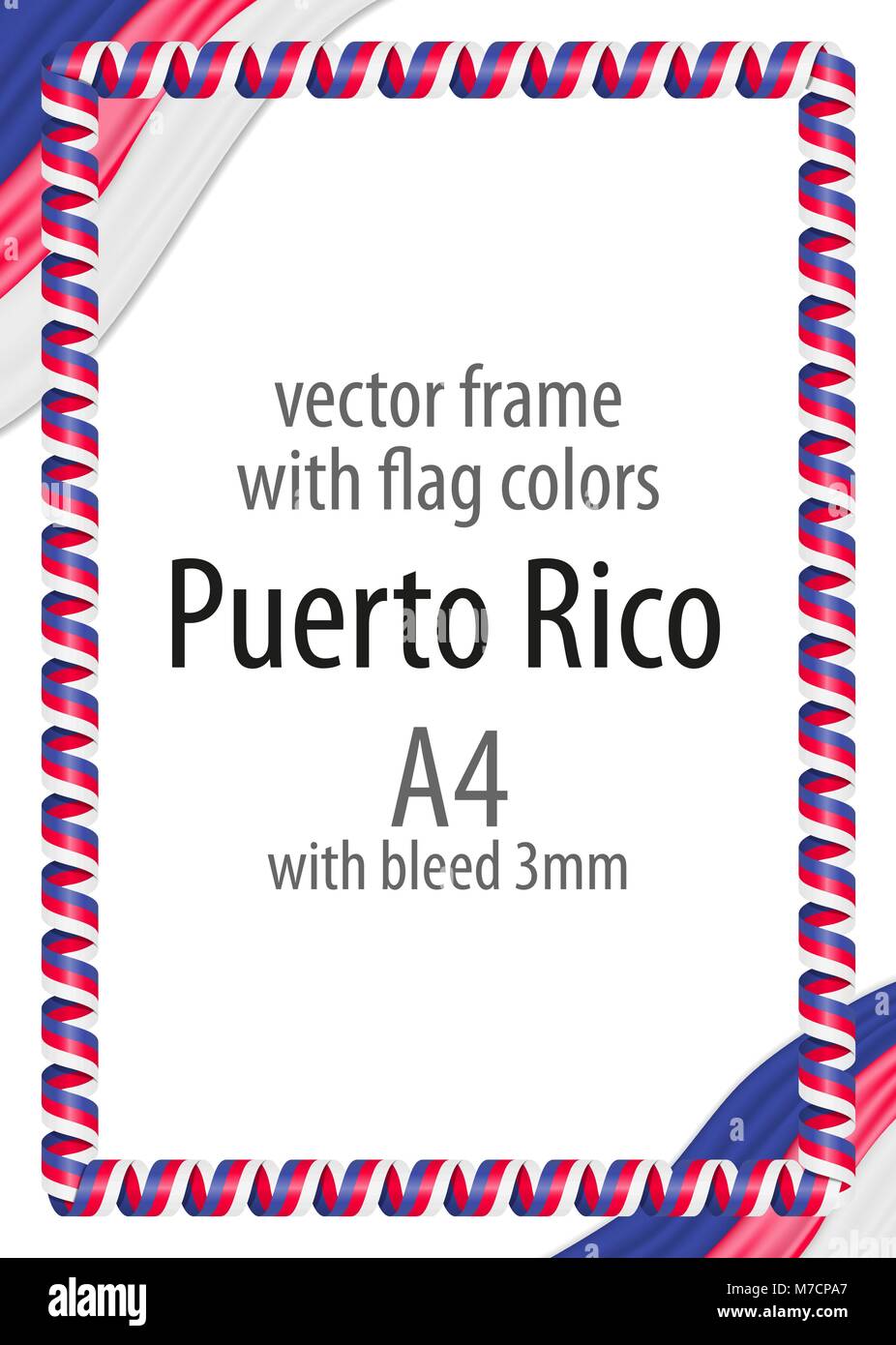 Frame and border of ribbon with the colors of the Puerto Rico flag ...