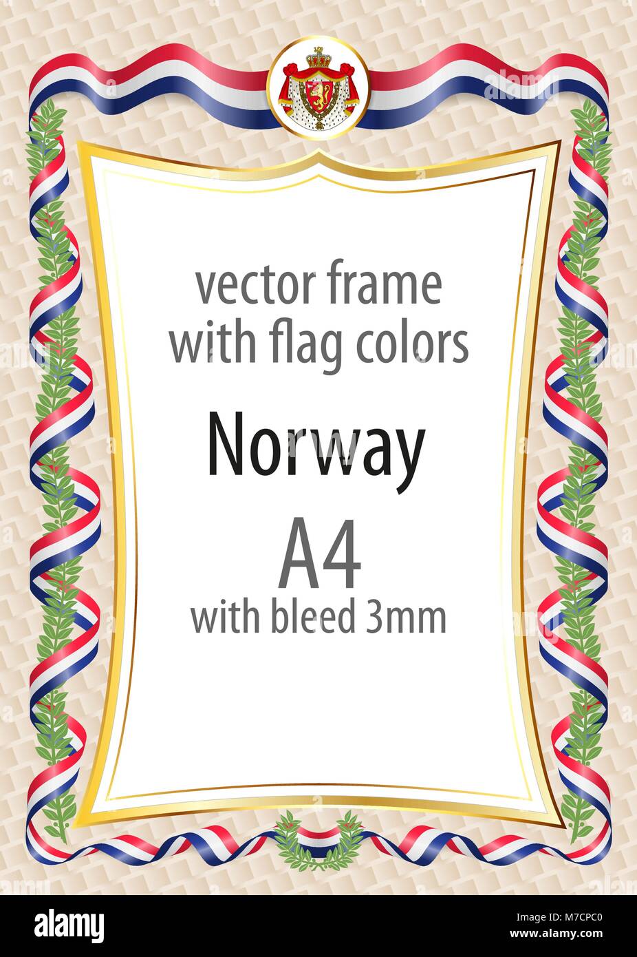 Frame and border of ribbon with the colors of the Norway flag Stock ...