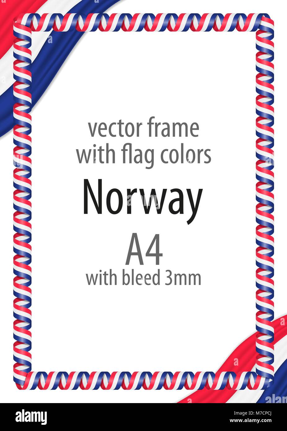 Frame and border of ribbon with the colors of the Norway flag Stock ...