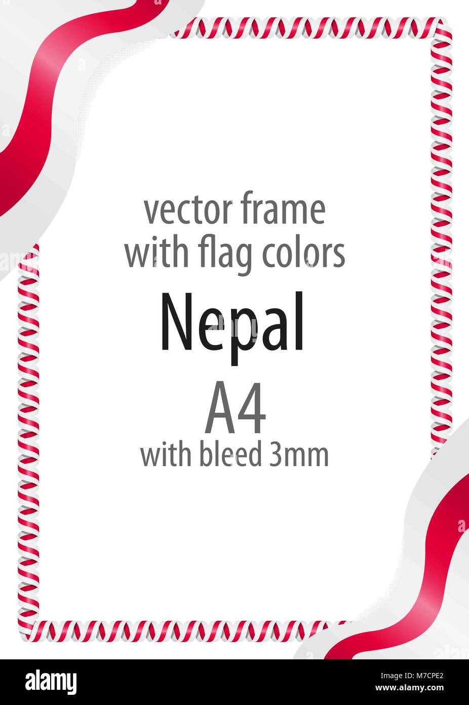 Frame and border of ribbon with the colors of the Nepal flag Stock ...