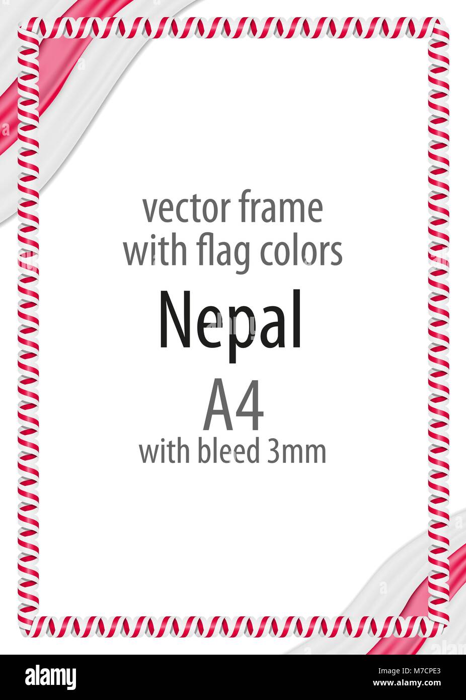 Frame and border of ribbon with the colors of the Nepal flag Stock ...
