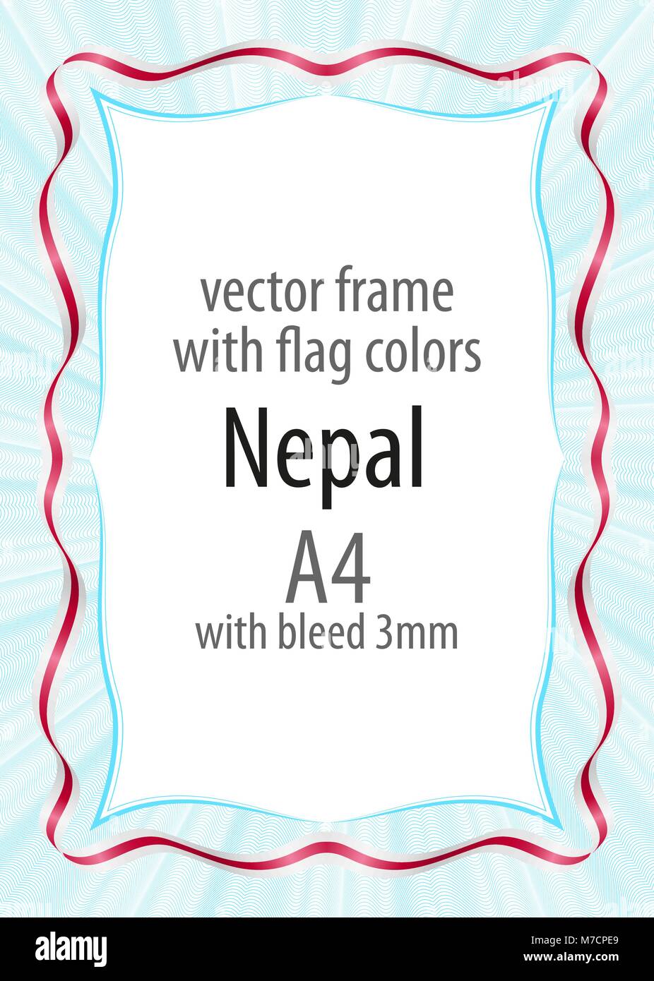 Frame and border of ribbon with the colors of the Nepal flag Stock ...