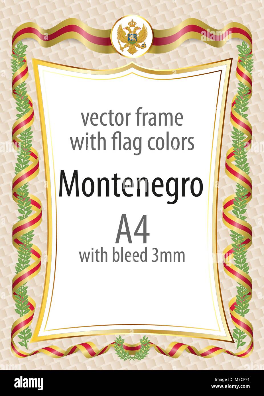 Frame and border of ribbon with the colors of the Montenegro flag Stock ...