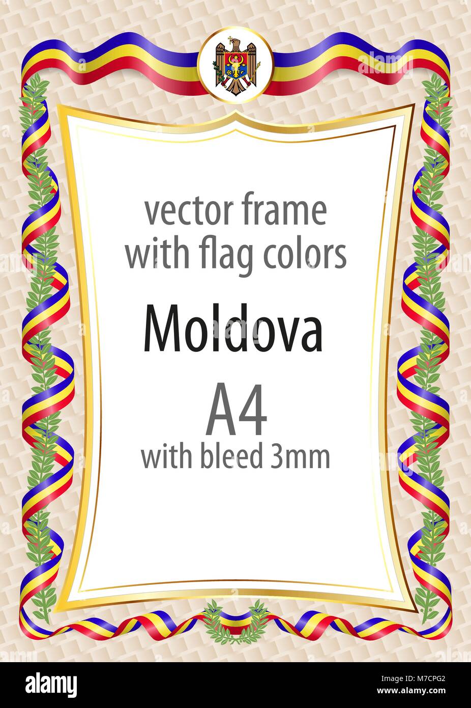 Frame and border of ribbon with the colors of the Moldova flag Stock ...