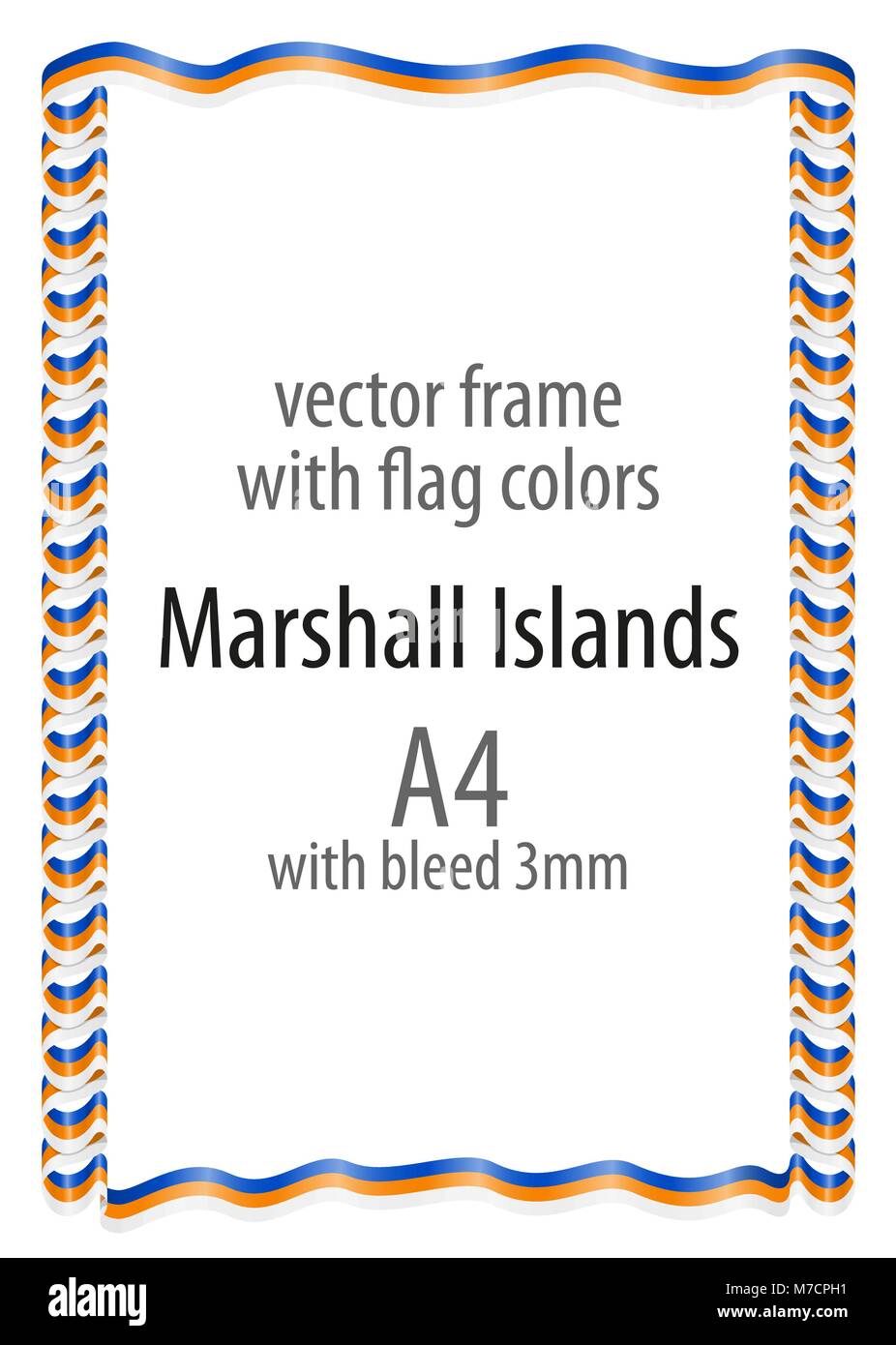Frame and border of ribbon with the colors of the Marshall Islands flag ...