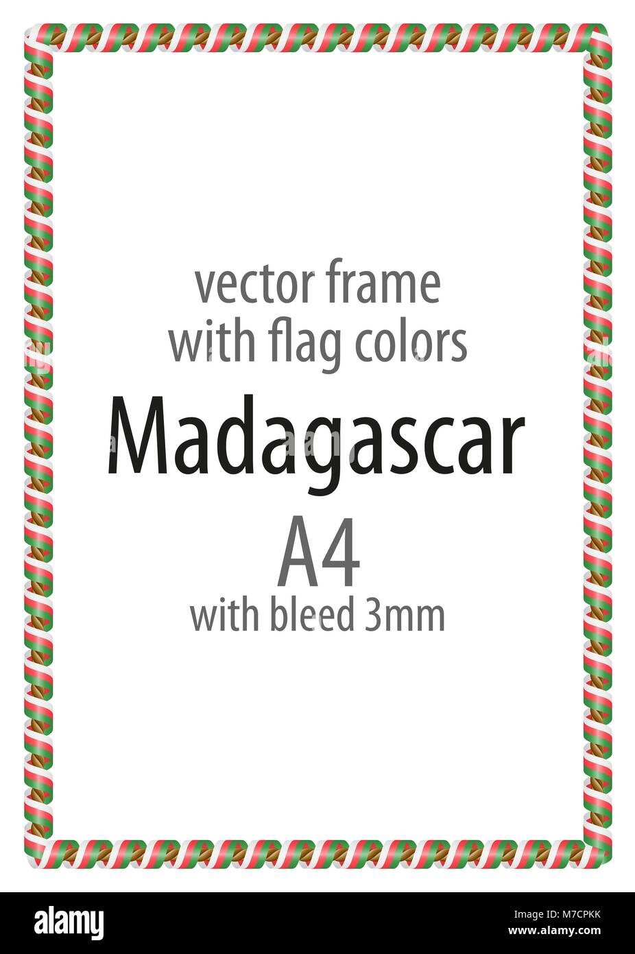 Frame and border of ribbon with the colors of the Madagascar flag Stock ...