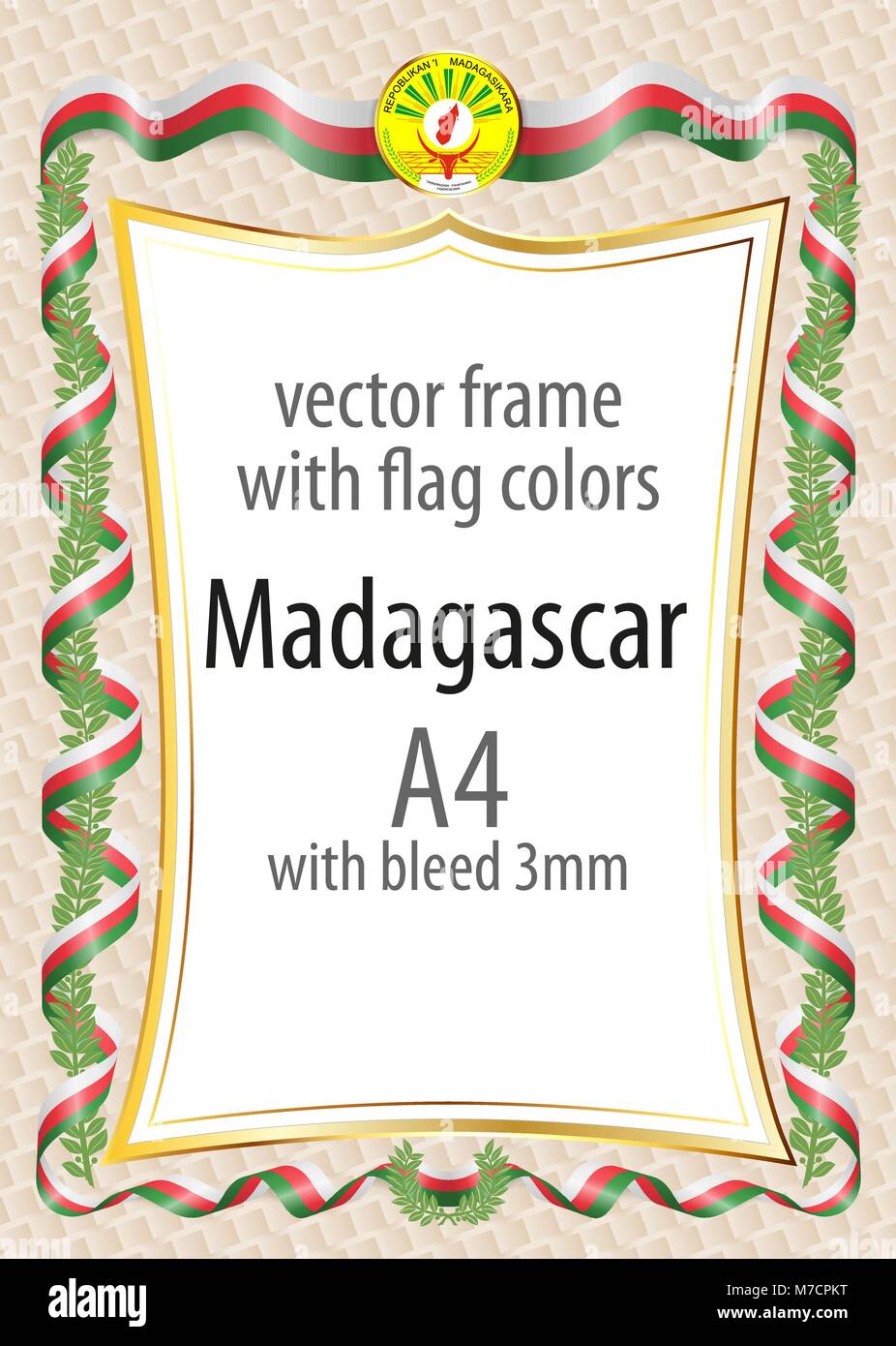 Frame and border of ribbon with the colors of the Madagascar flag Stock ...
