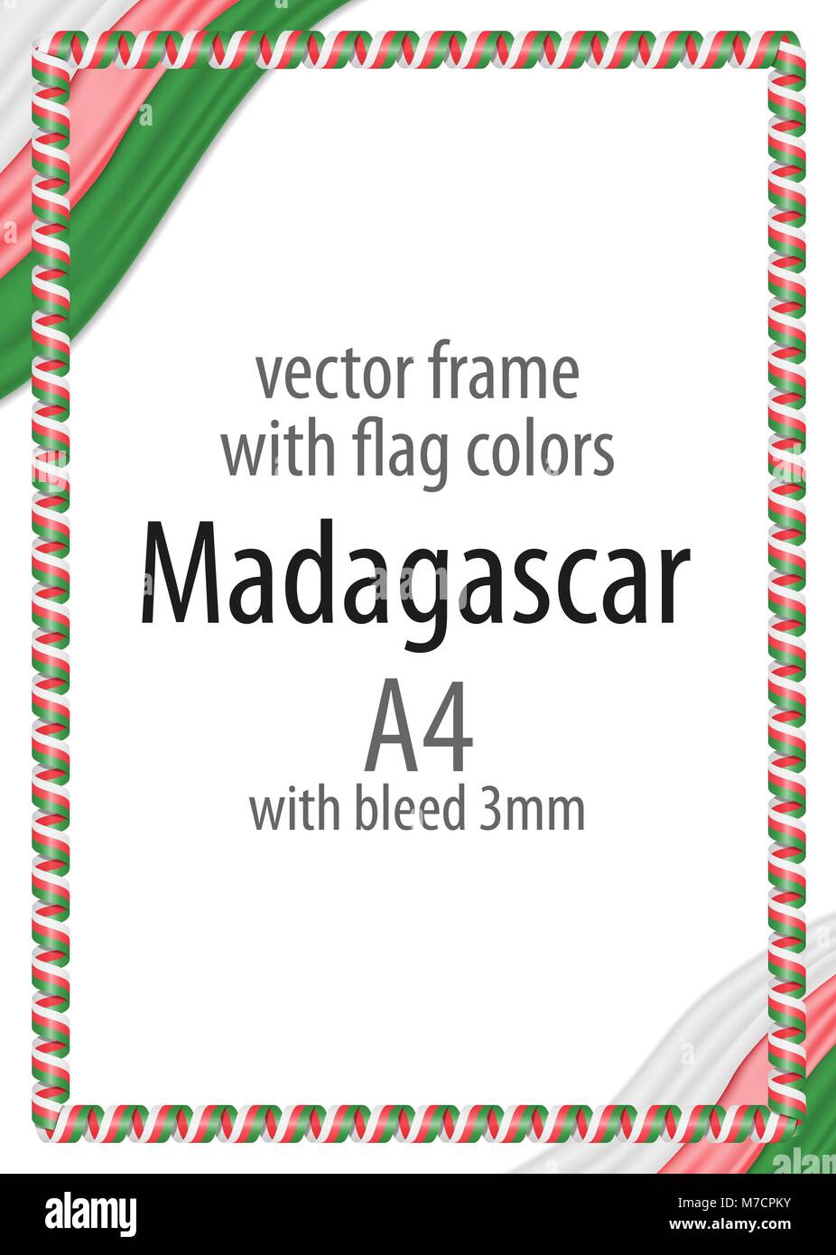 Frame and border of ribbon with the colors of the Madagascar flag Stock ...