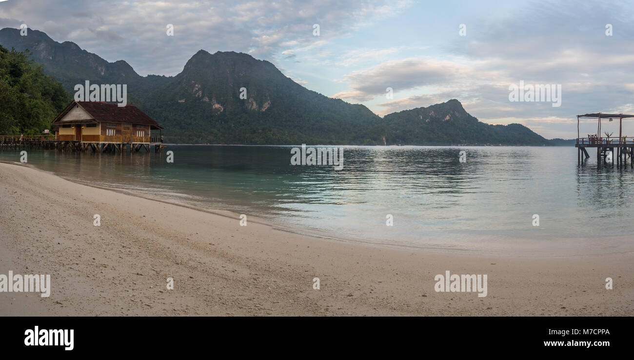 Ora Beach, Indonesia - February 14, 2018: Houses on the water in Ora ...