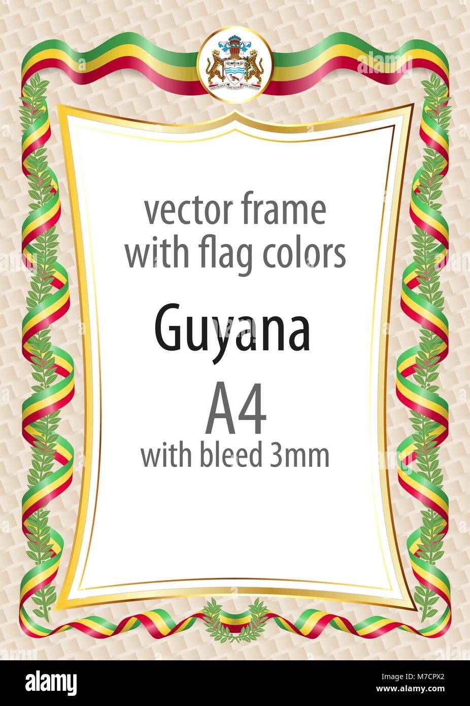 Frame and border of ribbon with the colors of the Guyana flag Stock ...