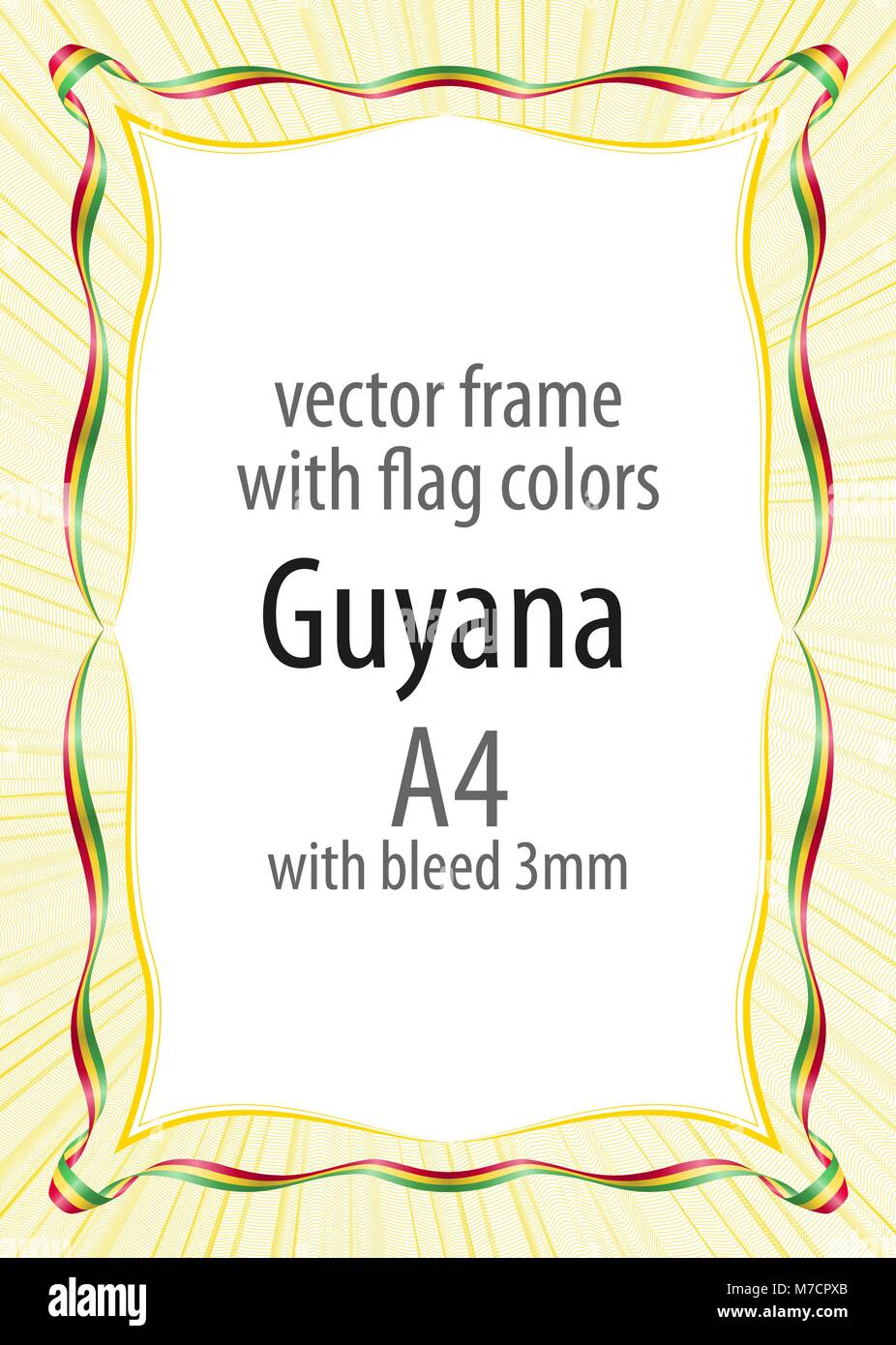 Frame and border of ribbon with the colors of the Guyana flag Stock ...