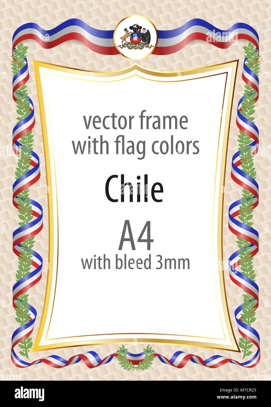 Frame and border of ribbon with the colors of the Chile flag Stock ...