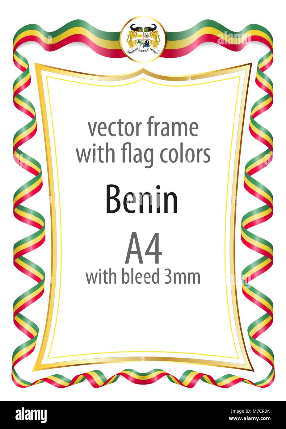 Frame and border of ribbon with the colors of the Benin flag Stock ...