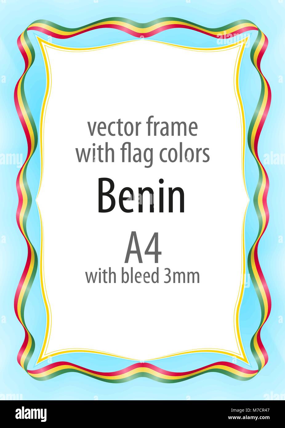 Frame and border of ribbon with the colors of the Benin flag Stock ...