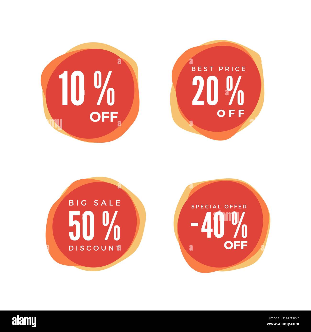 Red Discount Sticker set. Sale red tag Isolated on white background ...
