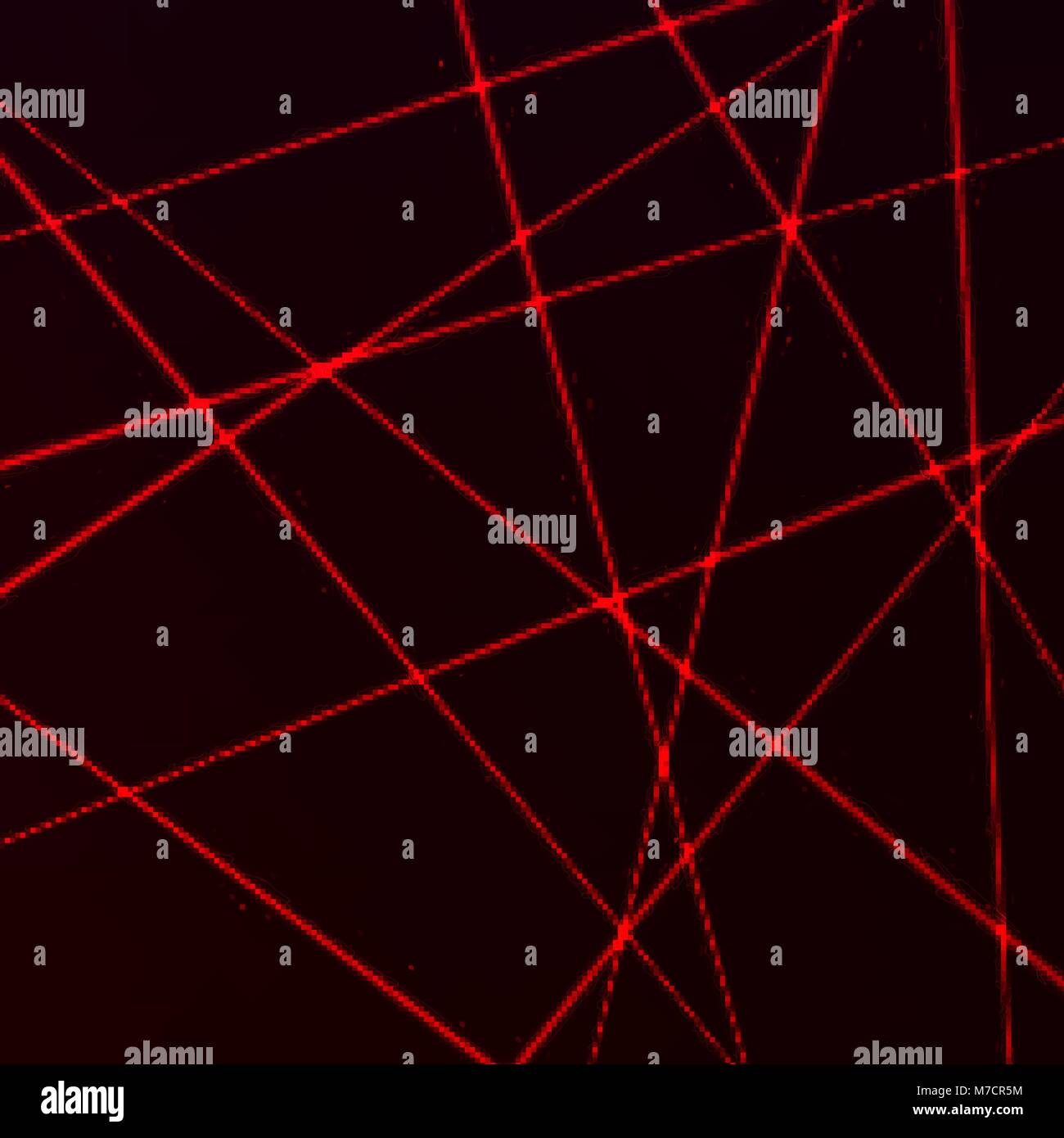 Random Laser Mesh. Security red beams. Vector illustration isolated on ...