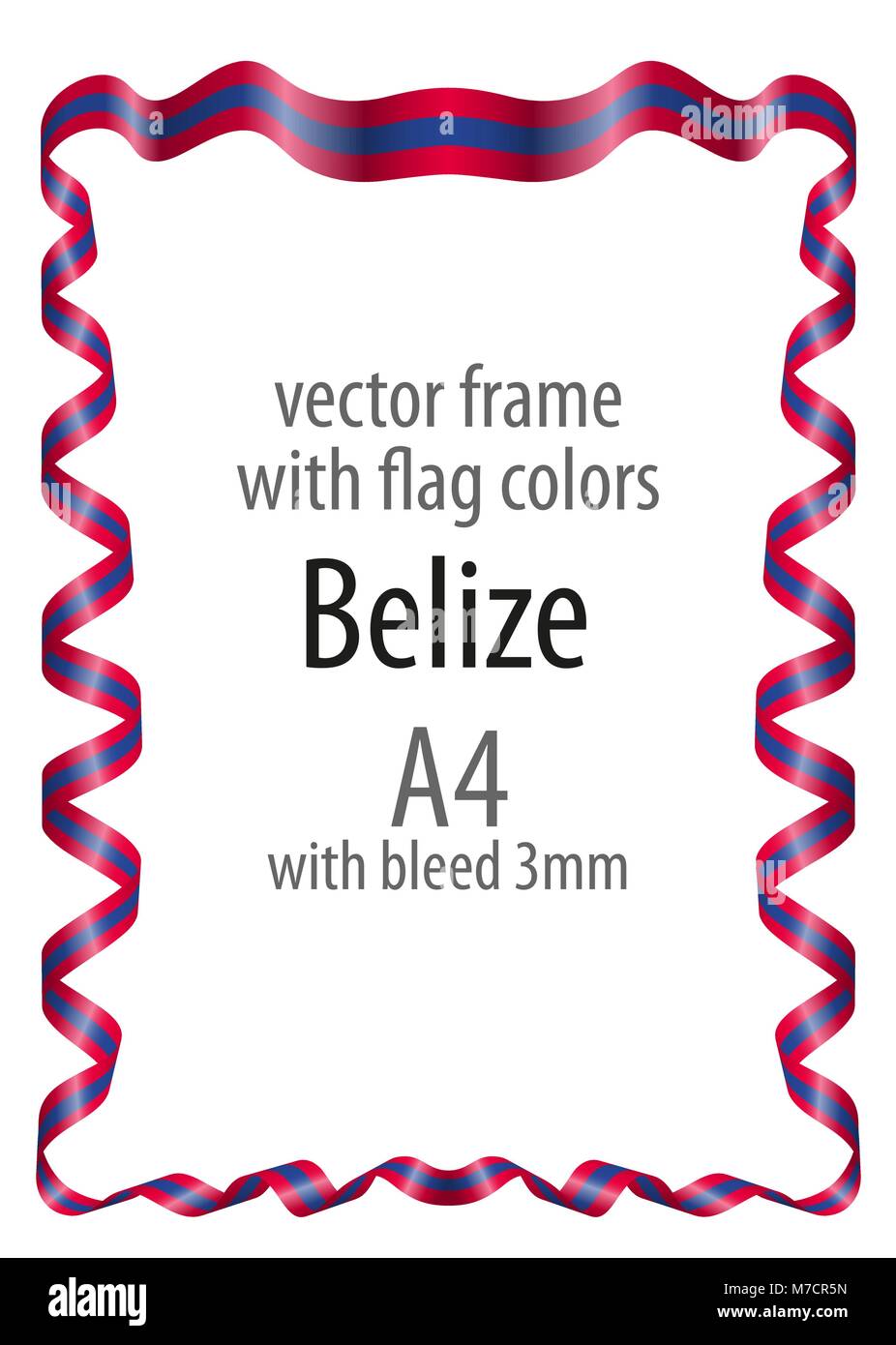 Frame and border of ribbon with the colors of the Belize flag Stock ...