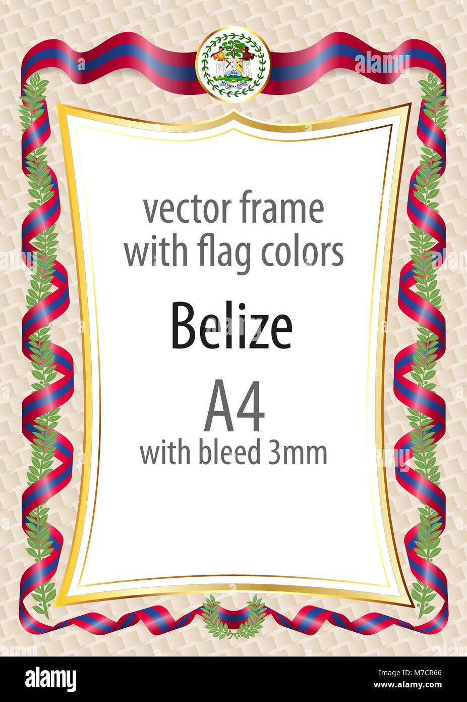 Frame and border of ribbon with the colors of the Belize flag Stock ...