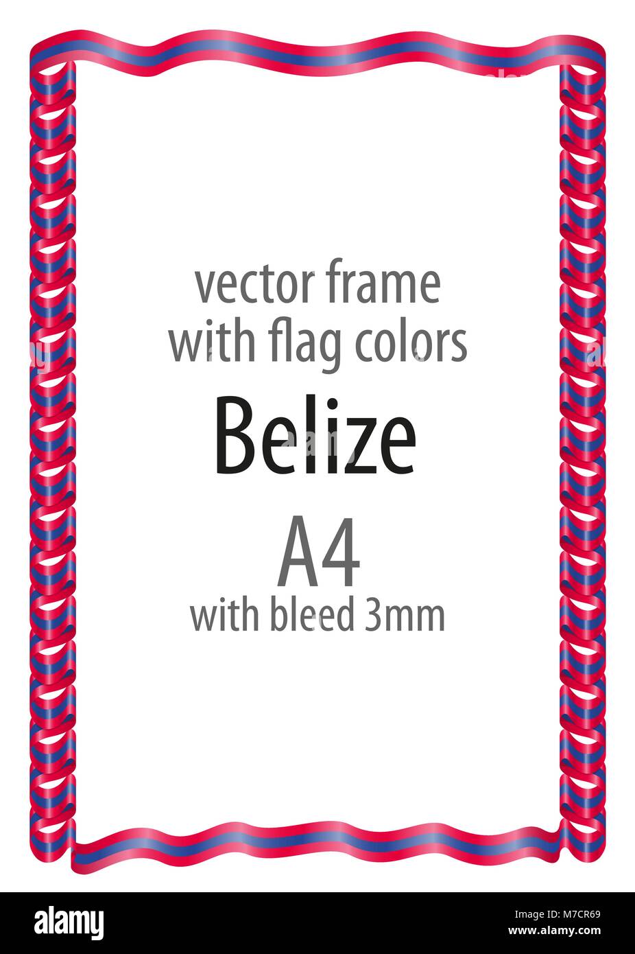 Frame and border of ribbon with the colors of the Belize flag Stock ...