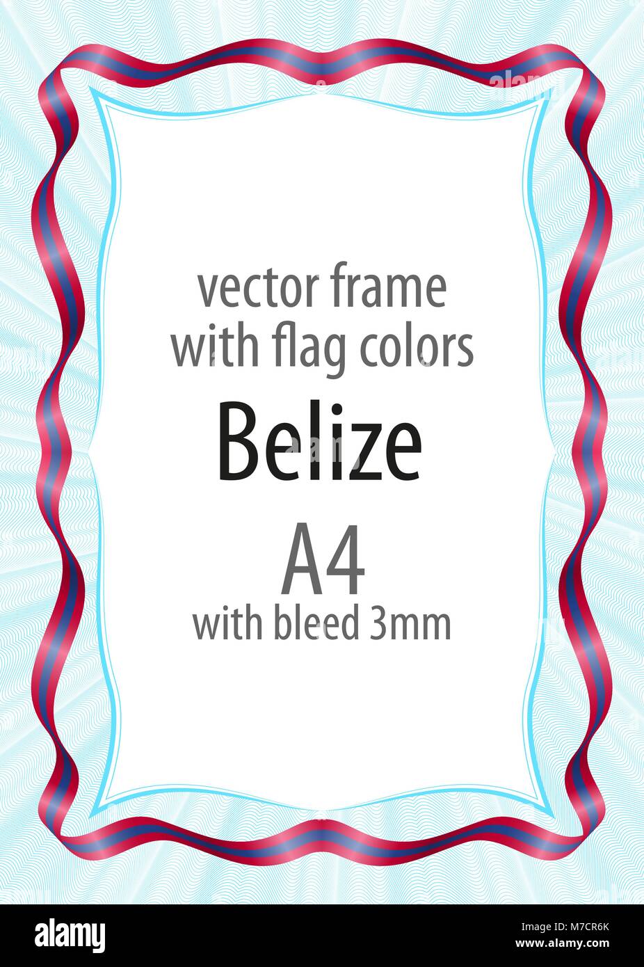 Frame and border of ribbon with the colors of the Belize flag Stock ...