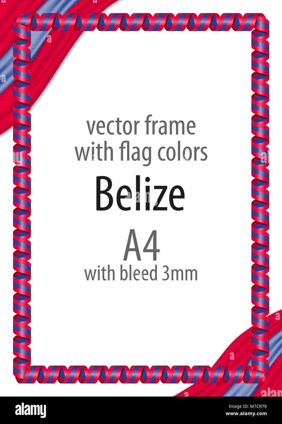 Frame and border of ribbon with the colors of the Belize flag Stock ...