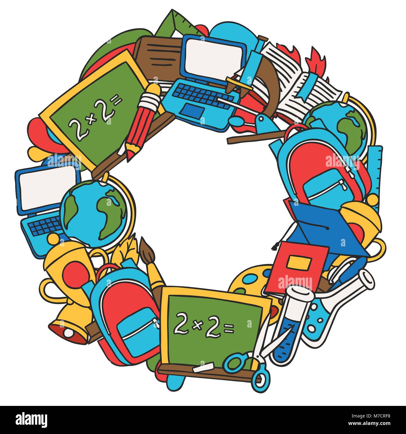 School background with education hand drawn doodles Stock Vector Image ...