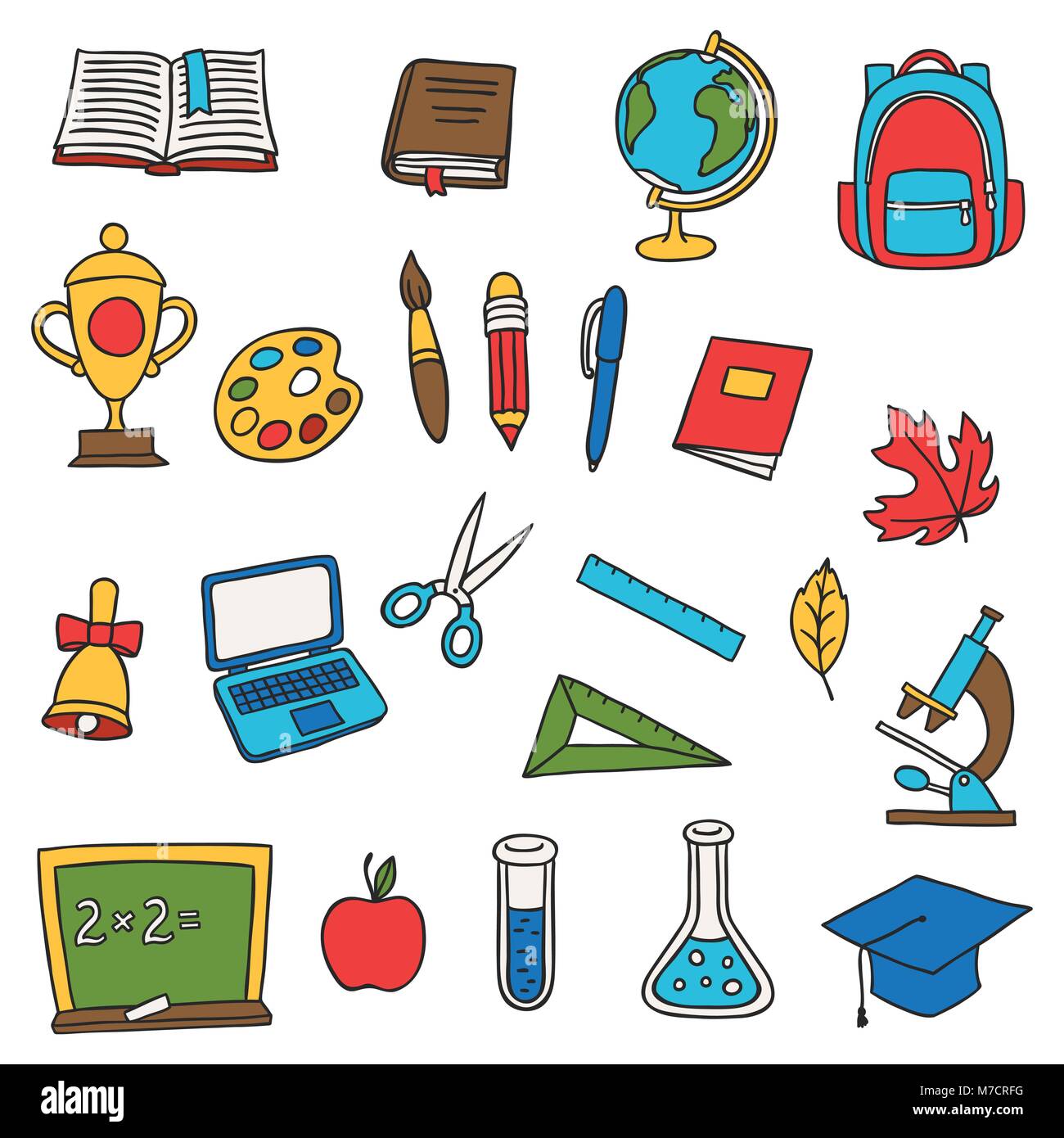 School object doodles vector art hi-res stock photography and images ...